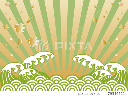 Sea wave plover Japanese pattern Qinghai wave... - Stock Illustration ...