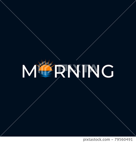 Morning text modern logo design with sun rise... - Stock Illustration ...