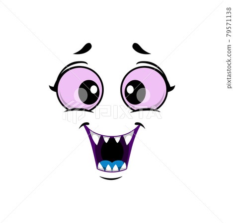 Cartoon monster smile face isolated vector icon - Stock Illustration ...