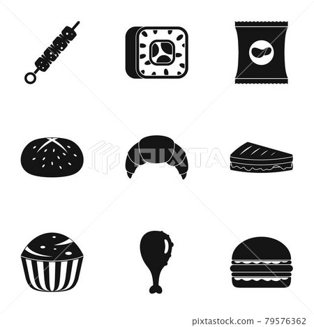 Eat too much icons set, simple style - Stock Illustration [79576362 ...