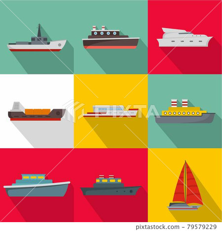 Sea vessel icons set, flat style - Stock Illustration [79579229] - PIXTA