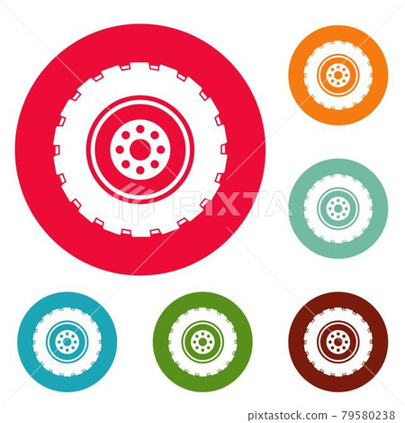 Repairing tire icons circle set vector - Stock Illustration [79580238 ...