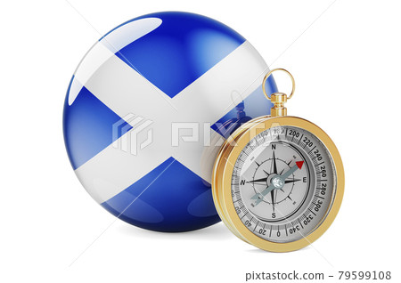 Compass with Scottish flag. Travel and tourism... - Stock Illustration ...