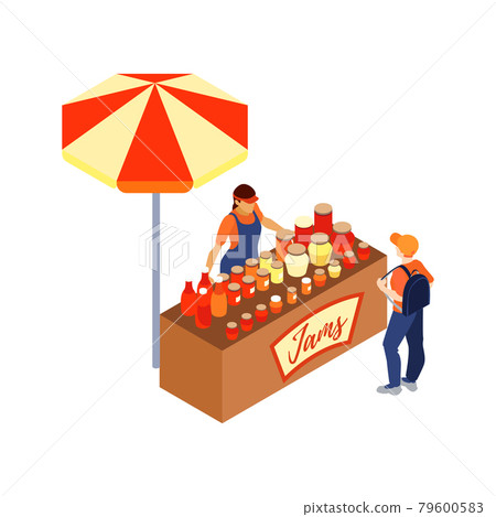 Jams Market Stall - Stock Illustration [79600583] - PIXTA