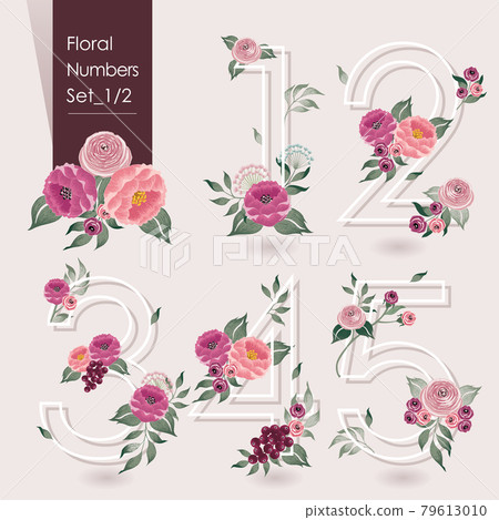 Vector illustration of floral numbers... - Stock Illustration [79613010 ...