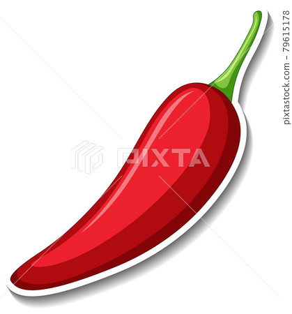 Red chilli sticker on white background - Stock Illustration [79615178 ...