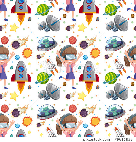 Science kids seamless background - Stock Illustration [79615933] - PIXTA