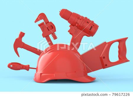 Isometric view of monochrome construction tools... - Stock Illustration ...