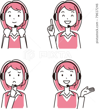Telephone operator pose set - Stock Illustration [79617246] - PIXTA