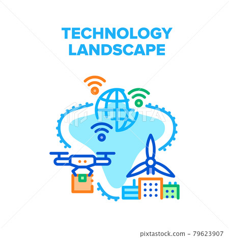 Technology Modern Landscape Vector Concept Color - Stock Illustration ...