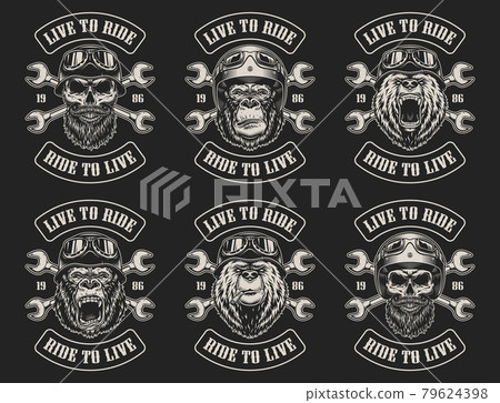 Set of biker emblems - Stock Illustration [79624398] - PIXTA