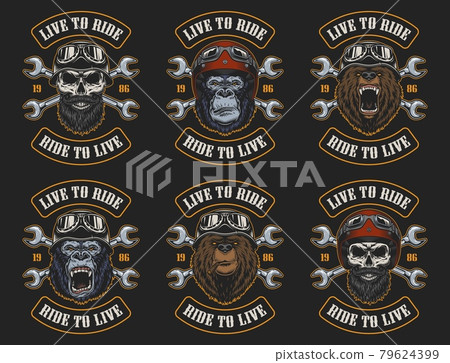 Set of biker emblems - Stock Illustration [79624399] - PIXTA