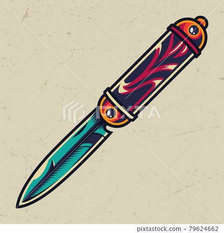 Vintage colorful elegant pocket knife - Stock Illustration [79624662 ...