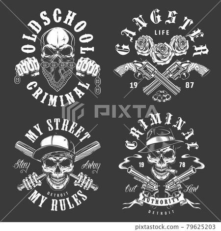 Set of gangster emblems - Stock Illustration [79625203] - PIXTA
