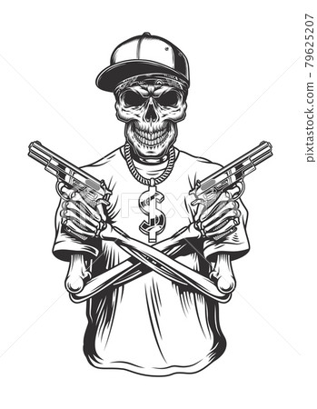 Skeleton gangster with guns - Stock Illustration [79625207] - PIXTA