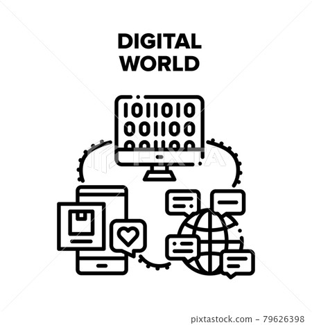 Digital World Vector Black Illustration - Stock Illustration [79626398 ...