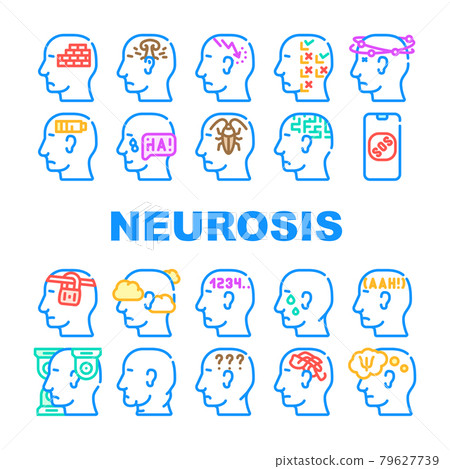 Neurosis Brain Problem Collection Icons Set Vector - Stock Illustration ...
