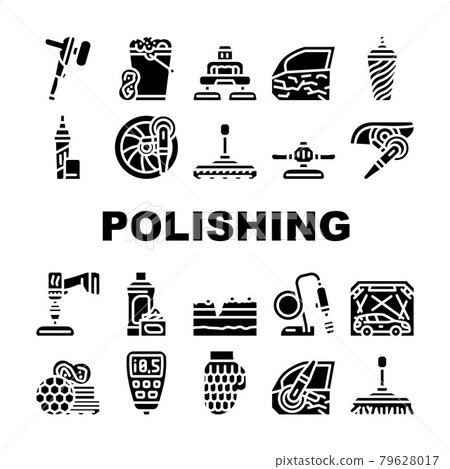 Car Polishing Tool Collection Icons Set Vector - Stock Illustration ...
