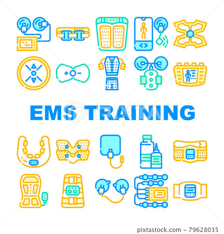 Ems Training Device Collection Icons Set Vector - Stock Illustration ...