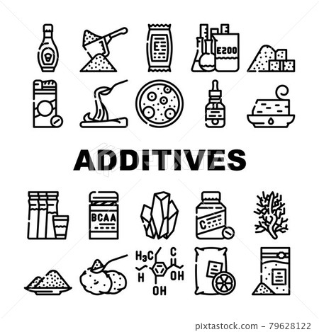 Food Additives Formula Collection Icons Set Vector - Stock Illustration ...