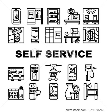 Self Service Buying Collection Icons Set Vector - Stock Illustration ...