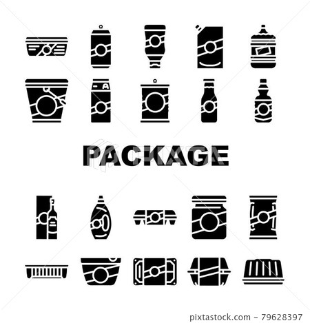 Package For Product Collection Icons Set Vector - Stock Illustration ...