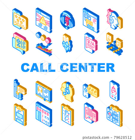 Call Center Service Collection Icons Set Vector - Stock Illustration ...
