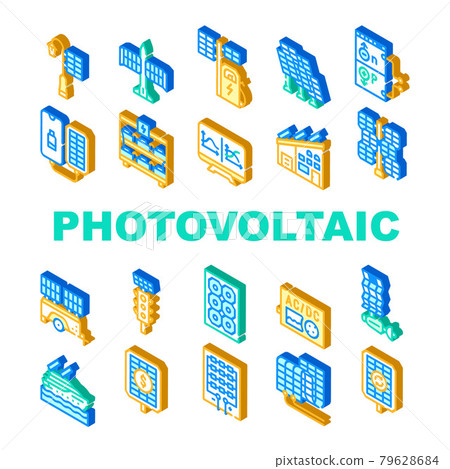 Photovoltaic Energy Collection Icons Set Vector... - Stock Illustration ...