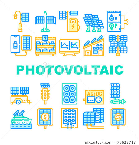 Photovoltaic Energy Collection Icons Set Vector... - Stock Illustration ...