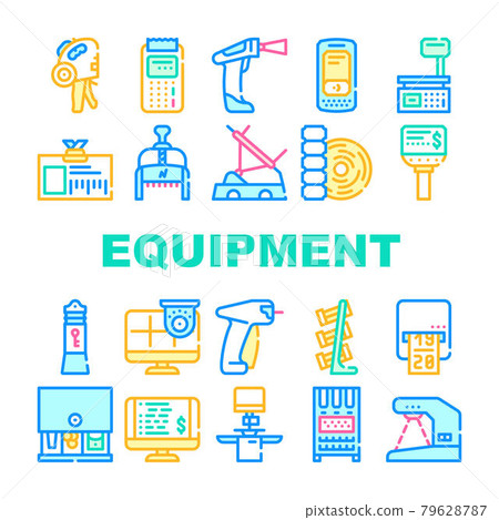 Shop Equipment Device Collection Icons Set Vector - Stock Illustration ...