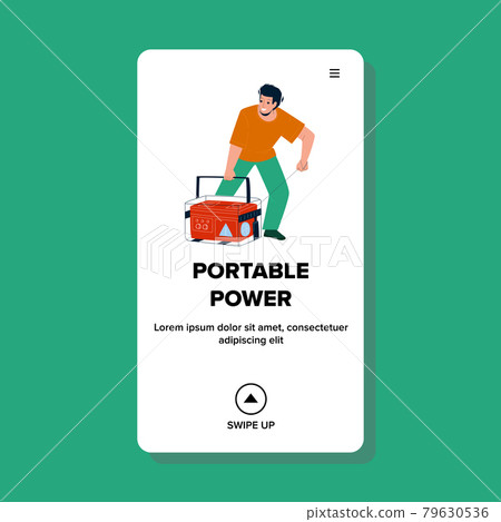 Portable Power Generator Tool Starting Man Vector - Stock Illustration ...