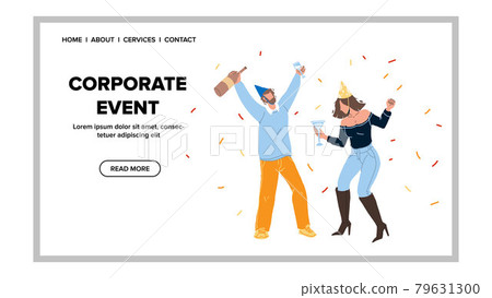 Corporate Event Company Team Celebration Vector... - Stock Illustration ...