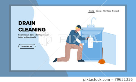 Drain Cleaning Repairman With Equipment Vector... - Stock Illustration ...