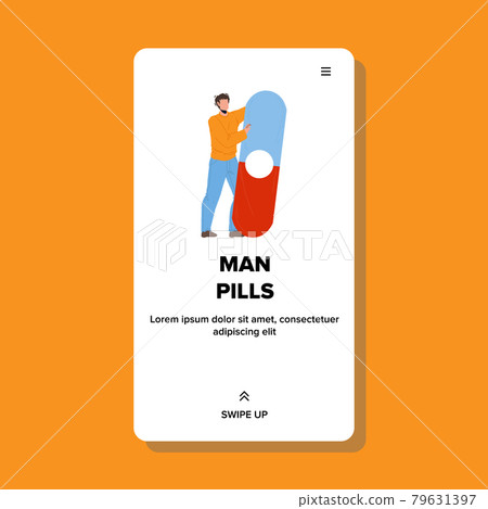 Man Pills For Health Problem Treatment Vector-插圖素材 [79631397] - PIXTA圖庫