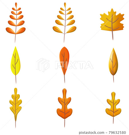 Set Autumn leaves 3D. Fall leaf, minimal 3d... - Stock Illustration ...