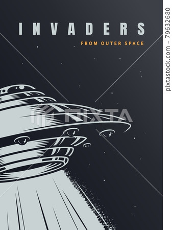 VIntage alien invasion poster - Stock Illustration [79632680] - PIXTA