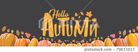 vector hello autumn horizontal banner or label... - Stock Illustration ...
