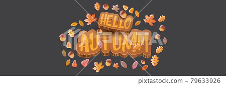 vector hello autumn horizontal banner or label... - Stock Illustration ...