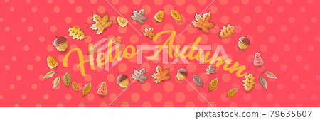vector hello autumn horizontal banner or label... - Stock Illustration ...