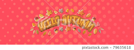 vector hello autumn horizontal banner or label... - Stock Illustration ...