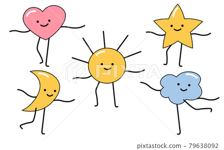 Vector set of kawaii baby sun, cute star,... - Stock Illustration ...
