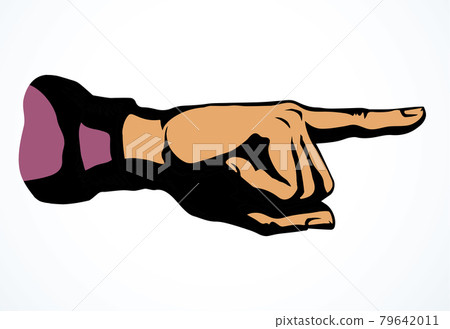 Finger pointing to an object. Vector drawing - Stock Illustration ...