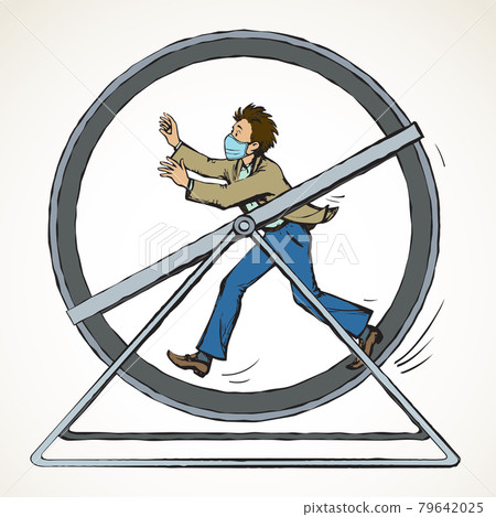 The masked man runs aimlessly. Vector drawing - Stock Illustration ...