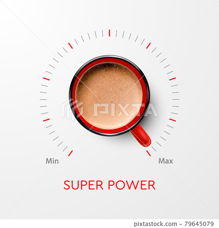 Coffee Super Power. Vector 3d Realistic Red Mug... - Stock Illustration ...