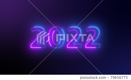 number 2022 neon light bright glowing. 2022... - Stock Illustration ...