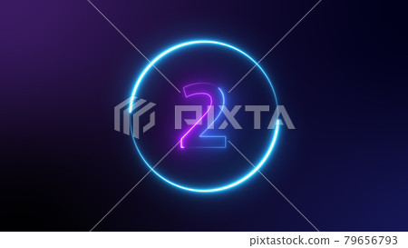 Number 2 glowing in the dark, pink blue neon... - Stock Illustration ...