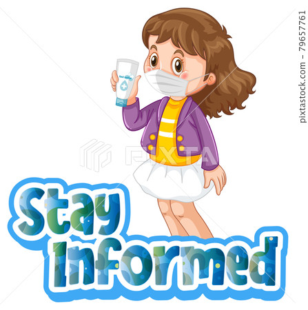 Stay Informed font in cartoon style with agirl... - Stock Illustration ...