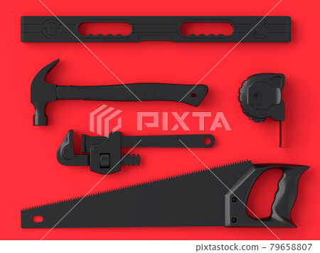 Top view of monochrome construction tools for... - Stock Illustration ...