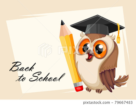 Owl in graduation cap. Back to school - Stock Illustration [79667483 ...
