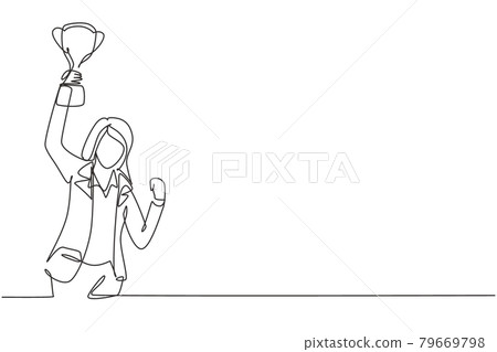 Single one line drawing young businesswoman... - Stock Illustration ...